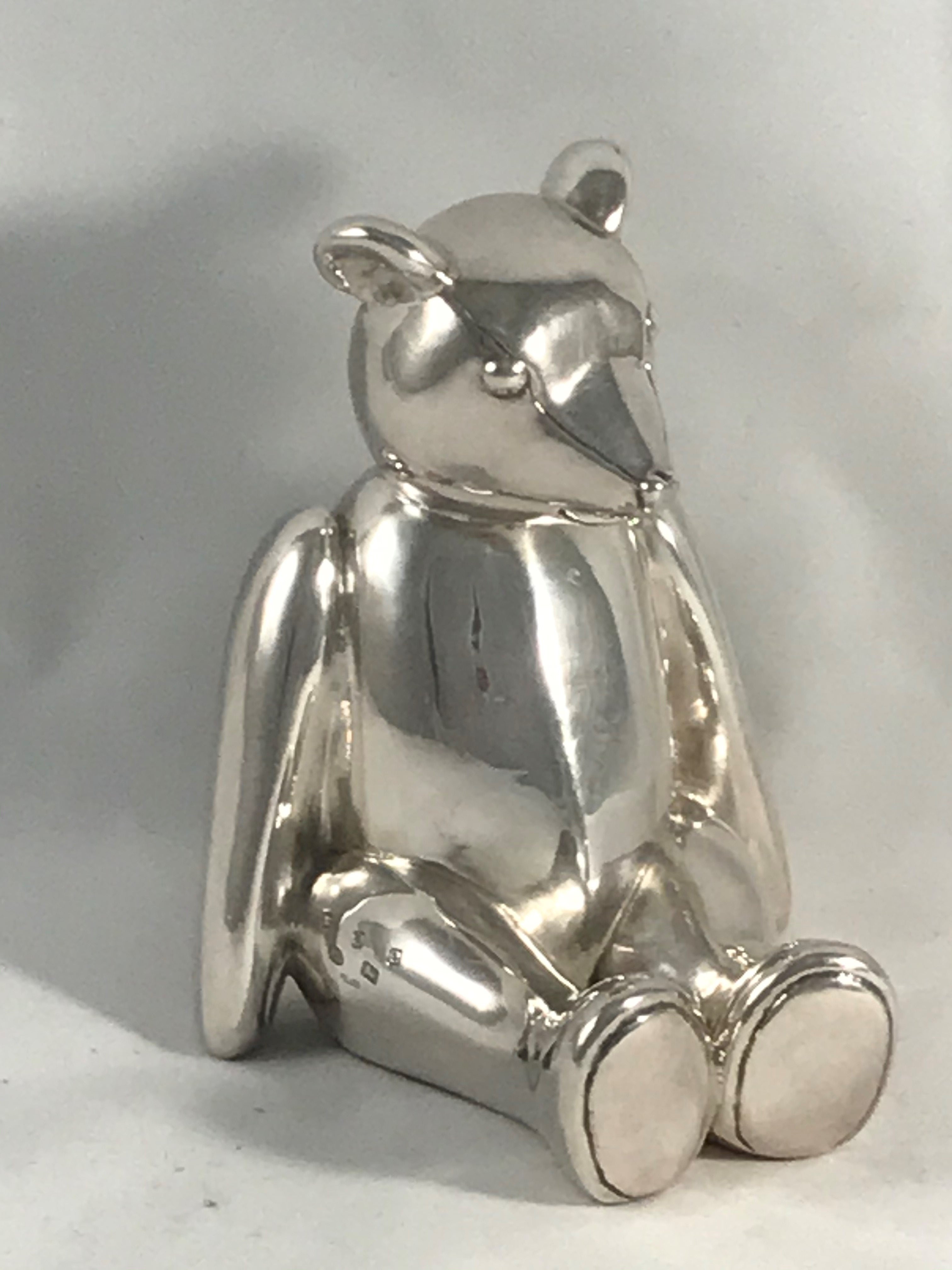 Solid Silver Hallmarked Teddy Bear Paperweight Carrs Of Sheffield 2004 ...